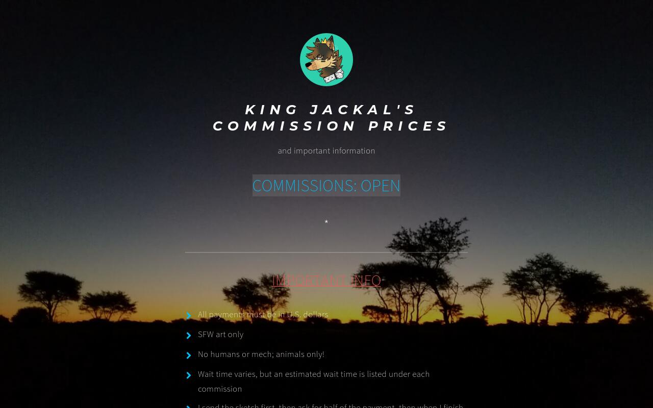 King Jackal's commission prices